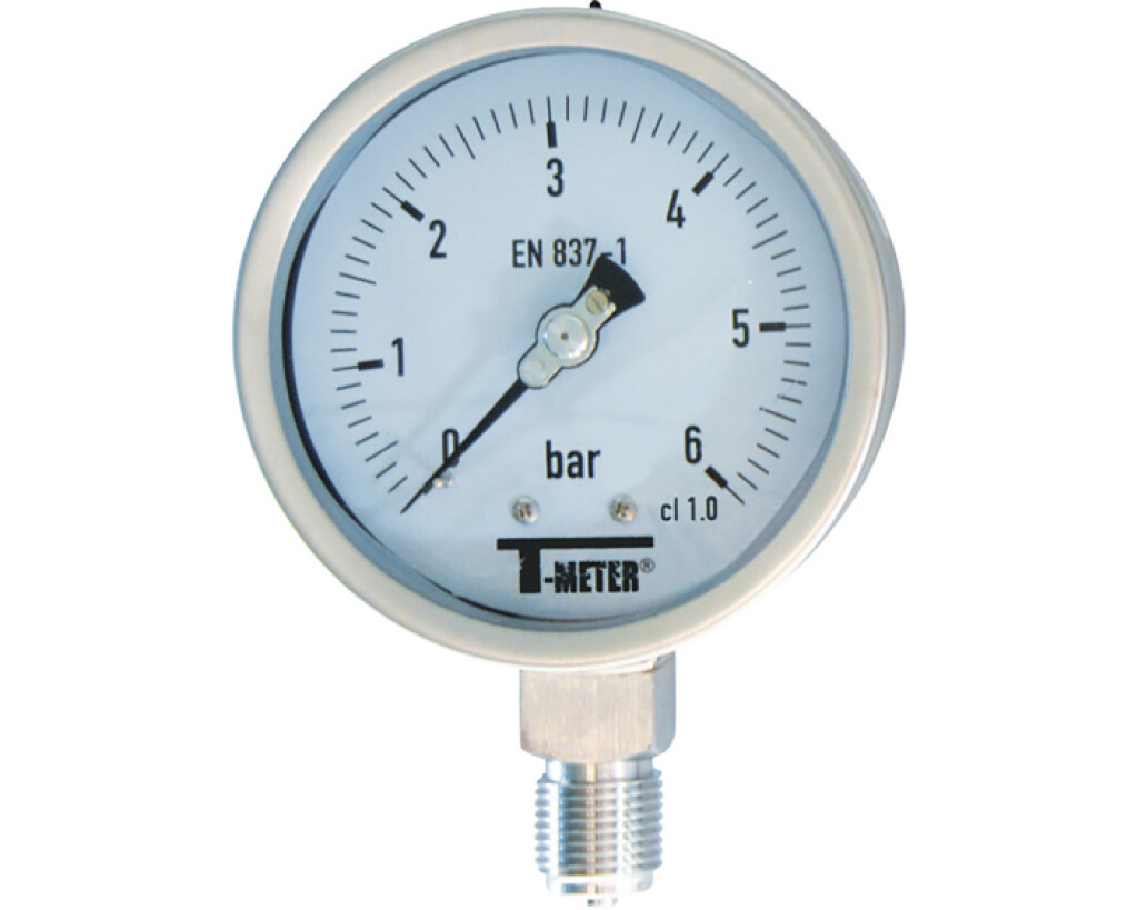 Basic 1617 0/6b Distrilabo Manometer kast Ø100mm 0/6bar Class 1 RVS 1/2 ...
